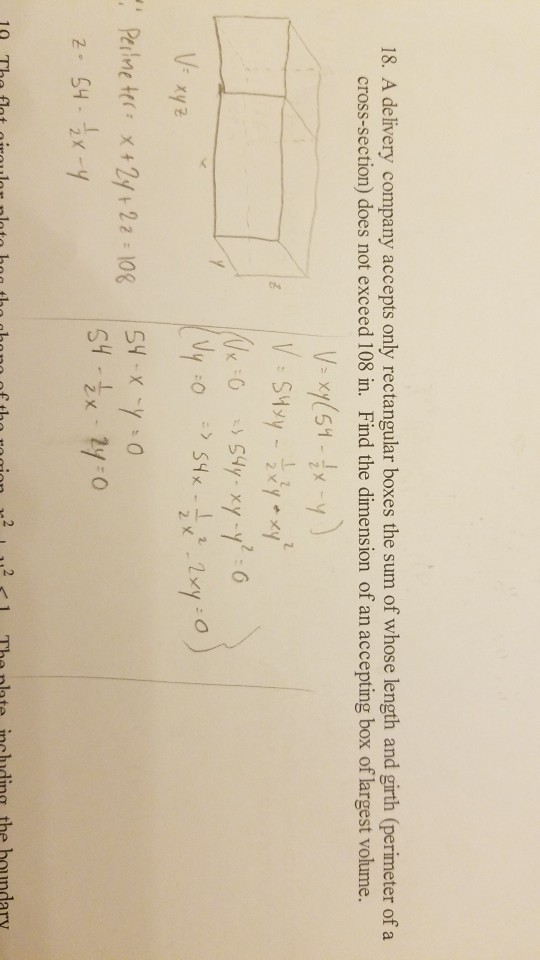 Solved 18. A delivery company accepts only rectangular boxes | Chegg.com
