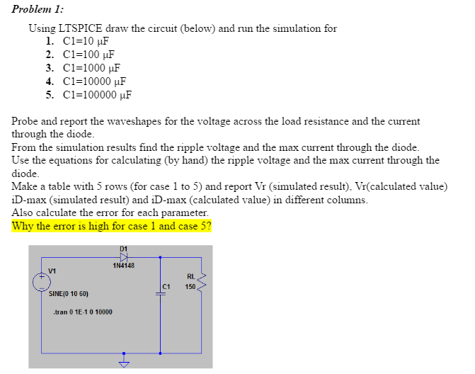 Solved Problem 1 Using LTSPICE draw the circuit (below and | Chegg.com