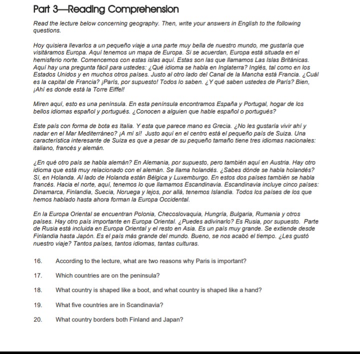 Solved Part 3-Reading Comprehenslon Read the lecture below | Chegg.com