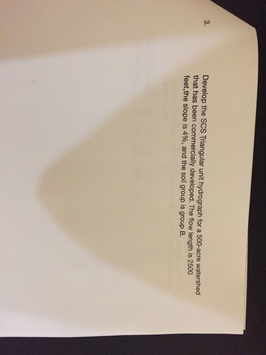 Solved Develop the SCS Triangular unit hydrograph for a | Chegg.com
