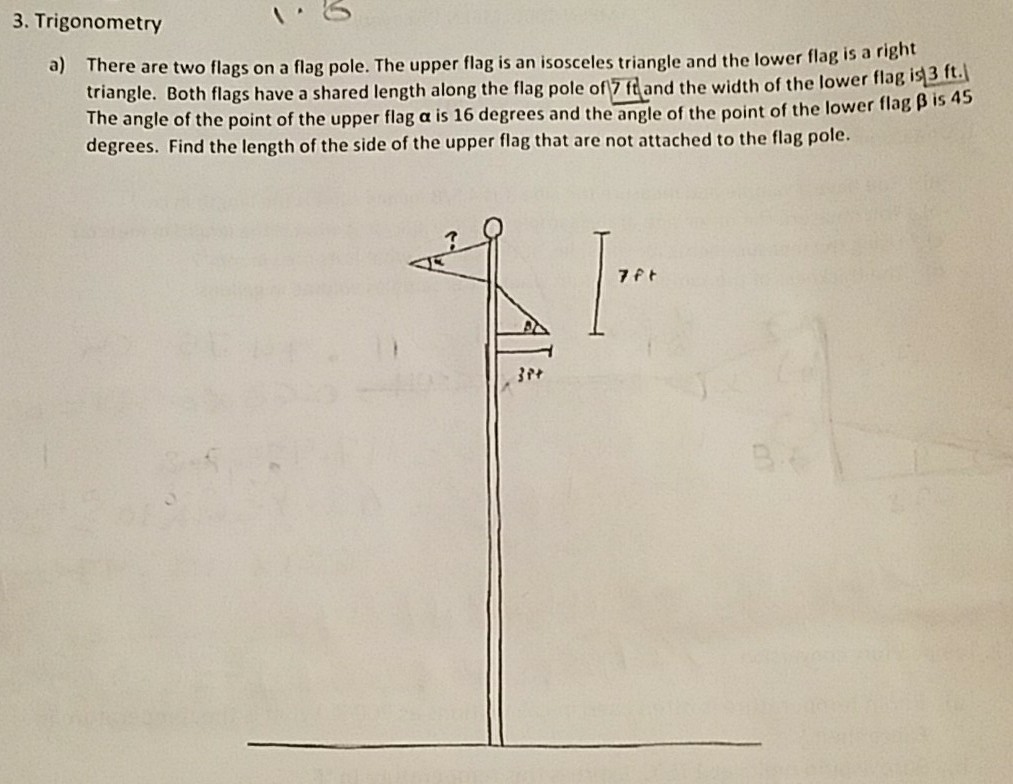 Solved Trigonometry a right a) There are two flags on a | Chegg.com