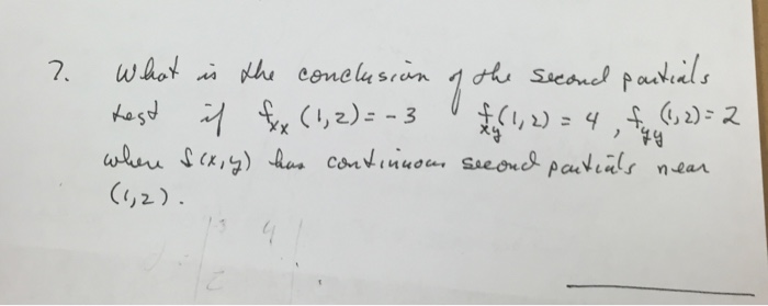Solved What is the conclusion of the second partials test | Chegg.com