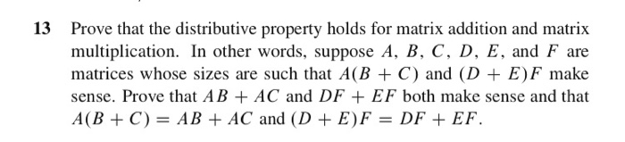 Solved 13 Prove that the distributive property holds for | Chegg.com