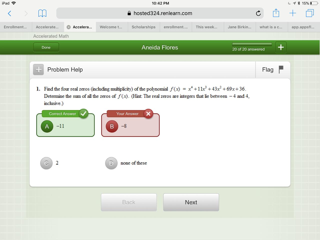 Solved iPad令 10:42 PM hosted324.renlearn.com Enrollment | Chegg.com