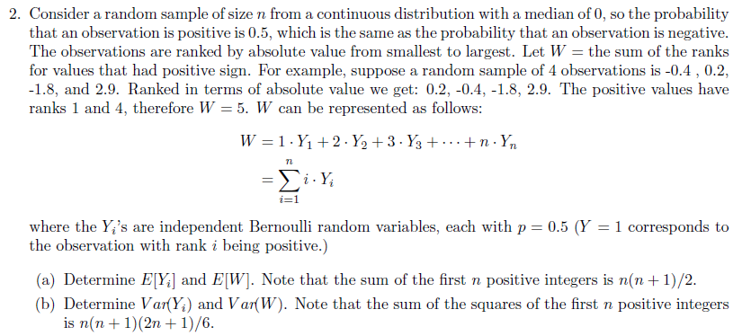 Solved 2. Consider a random sample of size n from a | Chegg.com