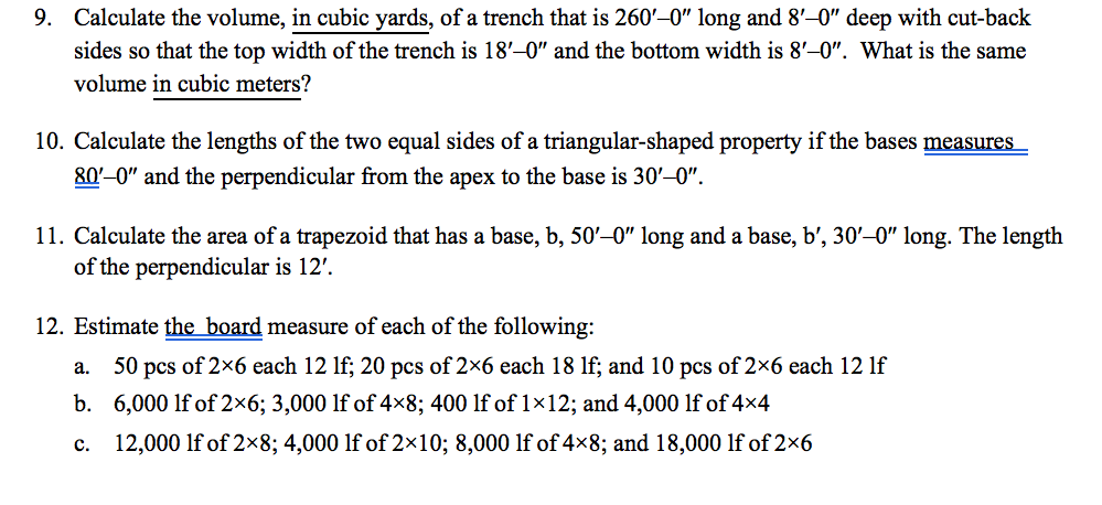 Solved 9 Calculate The Volume In Cubic Yards Of A Trench Chegg solved-9-calculate-the-volume-in-cubic-yards-of-a-trench-chegg