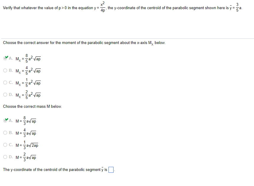 Solved x2 Verify that whatever the value of p > 0 in the | Chegg.com