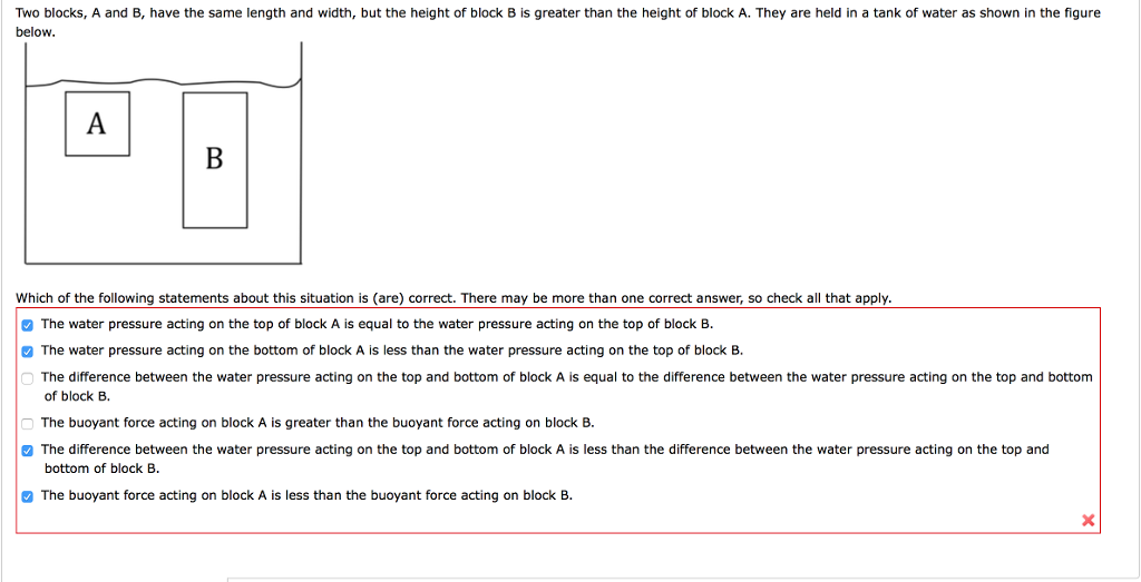 Solved Two blocks, A and B, have the same length and width, | Chegg.com
