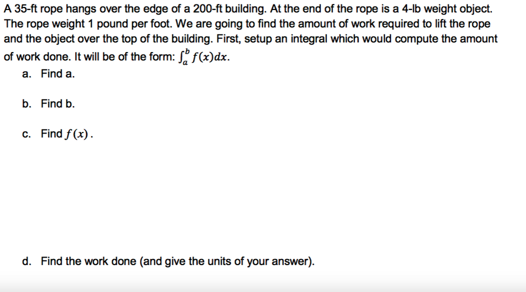 Solved A 35-ft rope hangs over the edge of a 200-ft | Chegg.com
