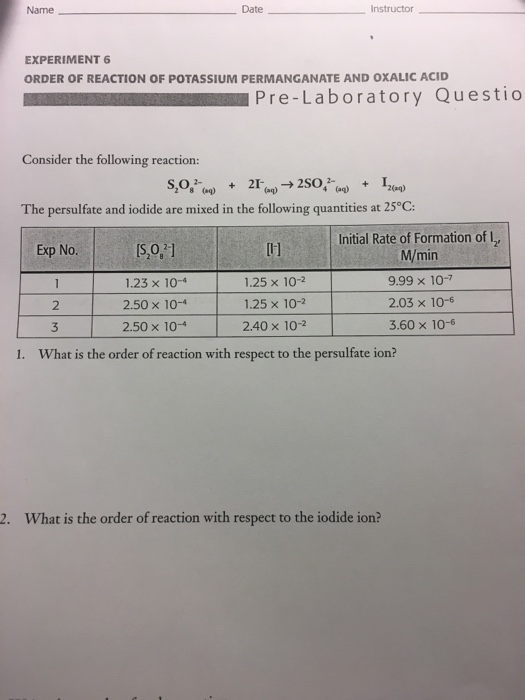 Solved what is the order of reaction with respect to the | Chegg.com