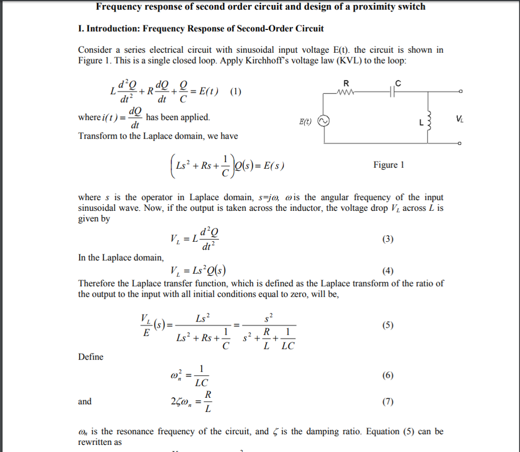 Solved Frequency response of second order circuit and design | Chegg.com