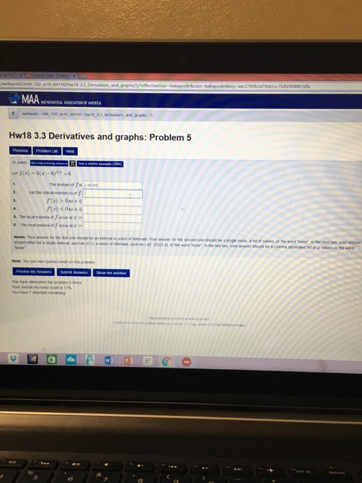 Solved MAA Hw18 3.3 Derivatives and graphs: Problem 5 The | Chegg.com