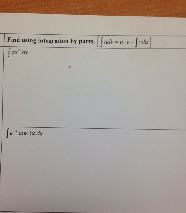 Solved: Find Using Integration By Parts . [ Integrate Udv ... | Chegg.com