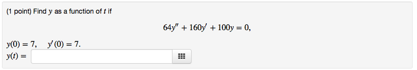 Solved Find y as a function of t if 64y" + 160y' + 100y = | Chegg.com