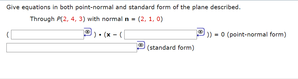 Solved Give equations in both point-normal and standard form | Chegg.com