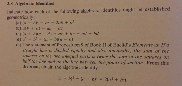 Solved Algebraic Identities Indicate how each of the | Chegg.com