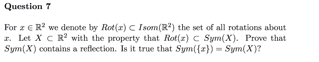 Solved The following is some definition of Sym (X) and Rot | Chegg.com