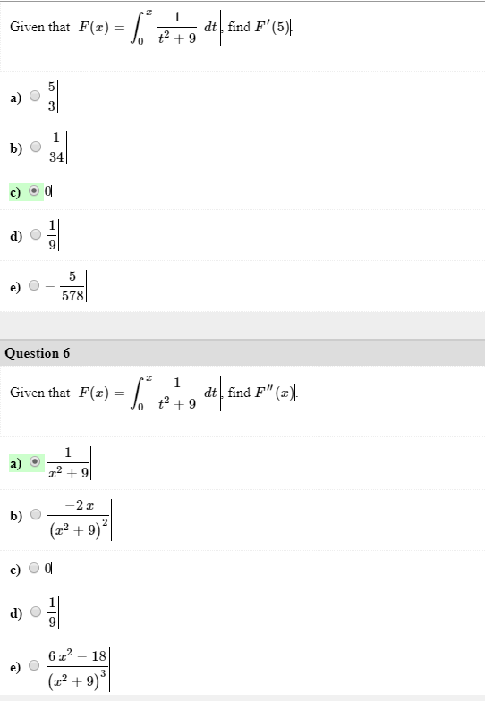 Solved Given that F(x) = integral ^x_0 1/t^2 + 9 dt |, find | Chegg.com