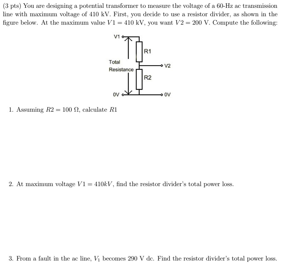 Solved You are designing a potential transformer to measure | Chegg.com