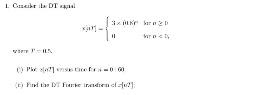 Solved Consider the DT signal Find the DT fourier | Chegg.com
