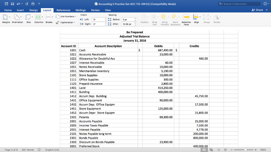 Solved Accounting 11 Practice Set ACC 112-4W1(2) | Chegg.com