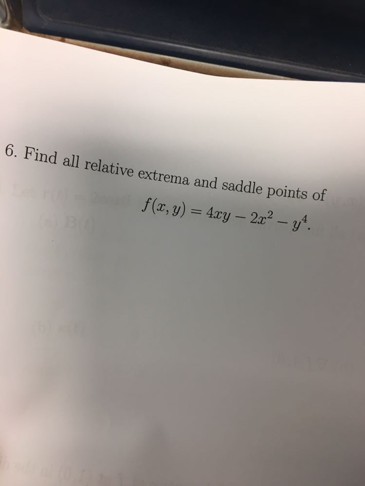Solved 6. Find all relative extrema and saddle points of | Chegg.com