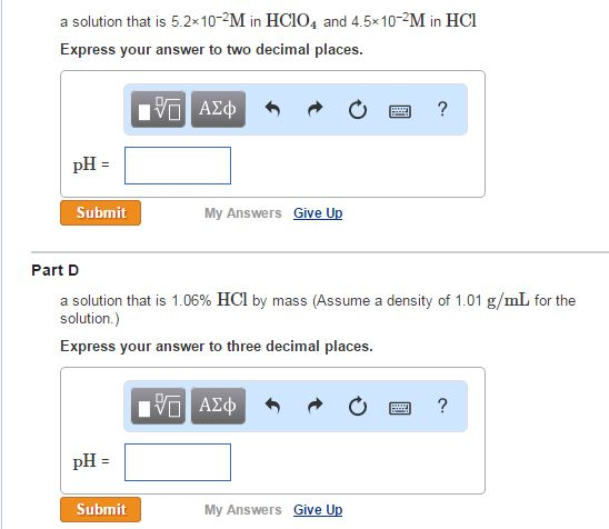 Solved Determine the pH of each of the following solutions. | Chegg.com