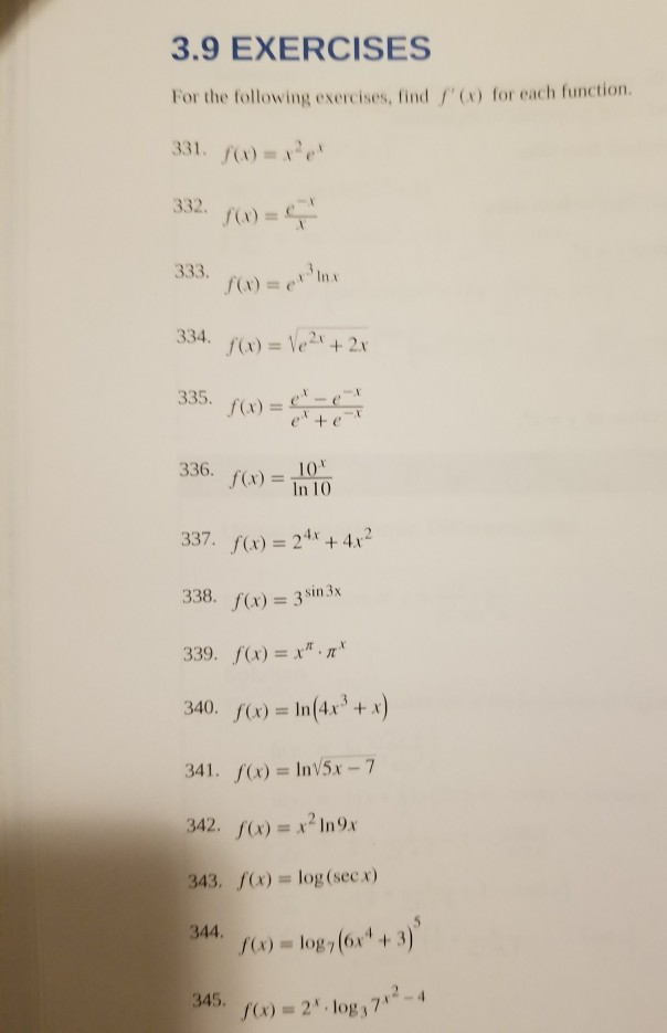 Solved 3.9 EXERCISES For the following exercises, find '() | Chegg.com