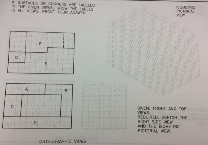 Solved Given Front And Top Views Sketch The Right Side 