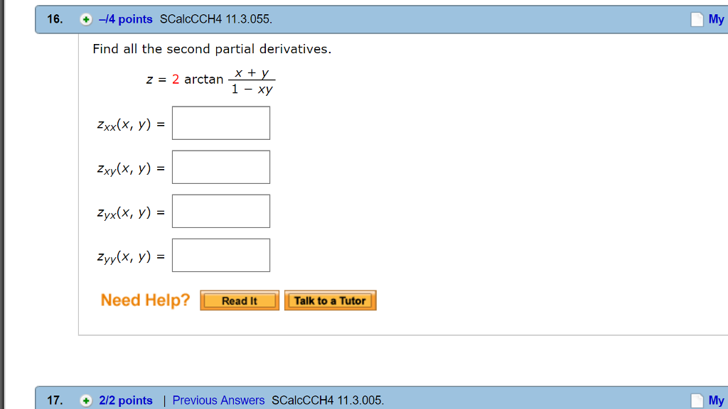 Solved Find All The Second Partial Derivatives Z 2