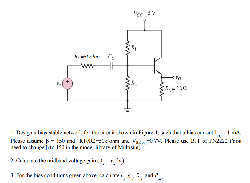 Solved Design a bias-stable network for the circuit shown | Chegg.com
