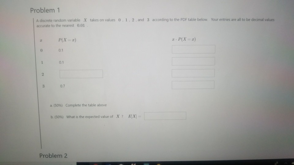 Solved Problem 1 A Discrete Random Variable X Takes On 2565