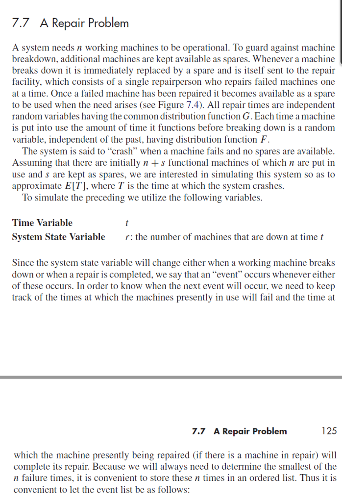 For the repair model presented in Section 7.7: (a) | Chegg.com