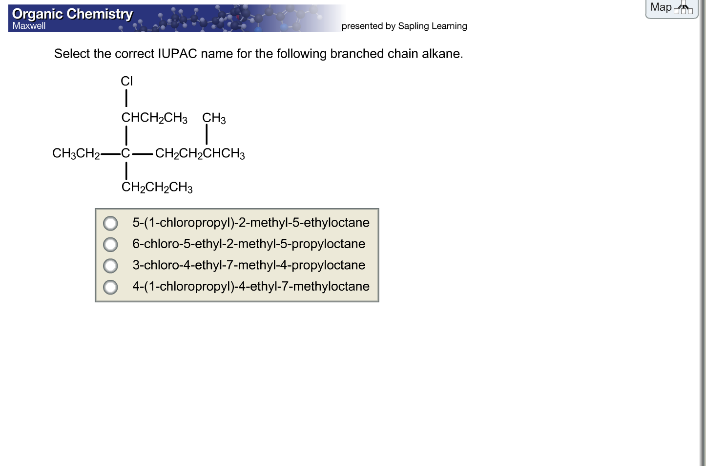 Solved Select the correct IUPAC name for the following | Chegg.com