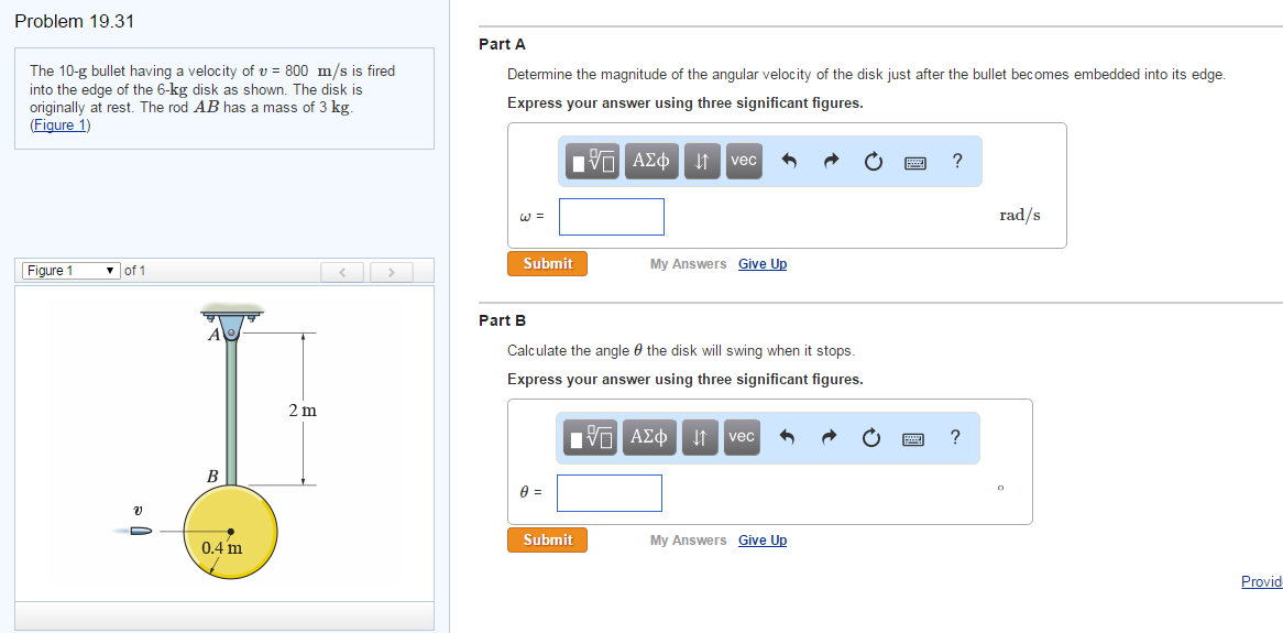 Solved Problem 19.31 The 10-g bullet having a velocity of v | Chegg.com