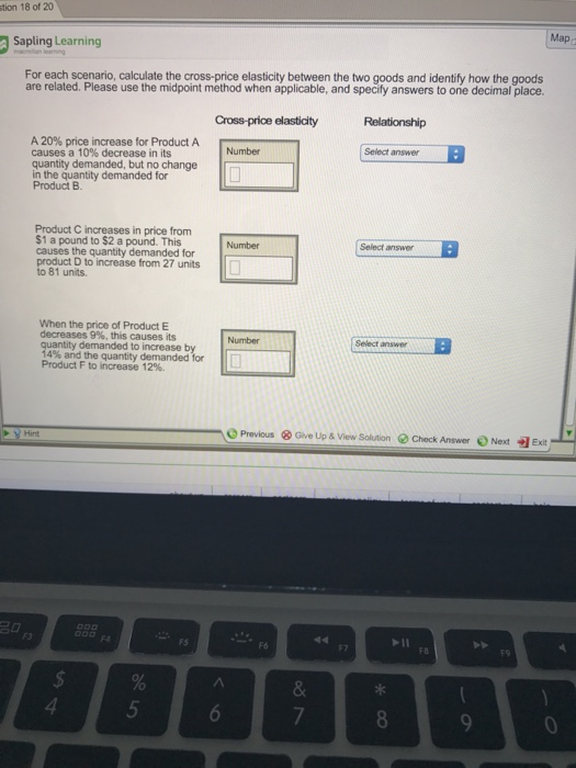 Solved For each scenario, calculate the cross-price | Chegg.com