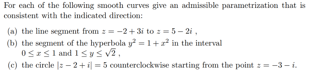 Solved For each of the following smooth curves give an | Chegg.com