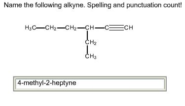 Solved Name the following alkyne. Spelling and punctuation | Chegg.com