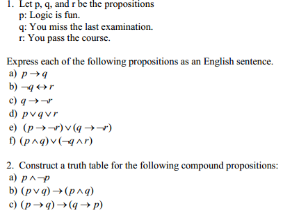 Solved Let p, q, and r be the propositions p: Logic is fun. | Chegg.com