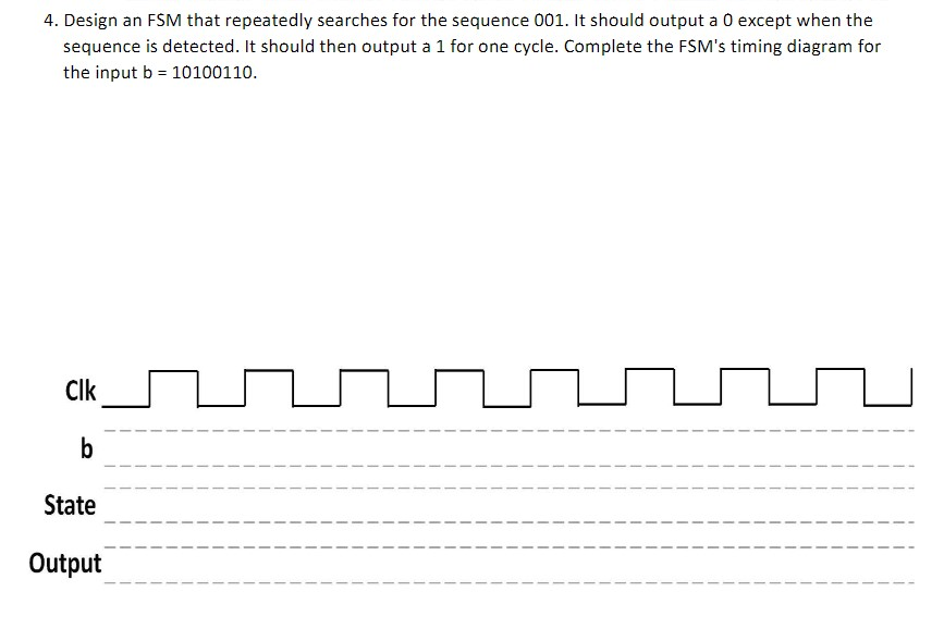 Solved 4. Design an FSM that repeatedly searches for the | Chegg.com