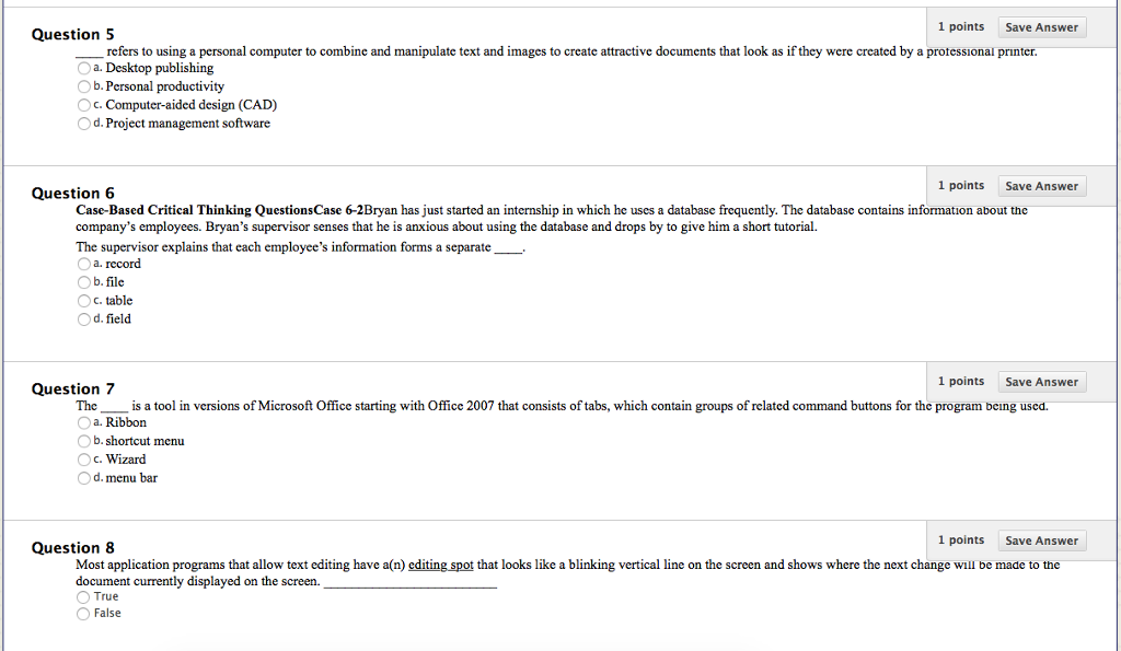 Solved 1 points Save Answer Question 5 refers to using a | Chegg.com