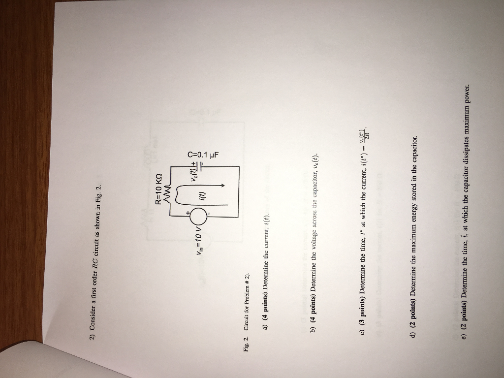Solved Consider A First Order Rc Circuit As Shown In Fig 1