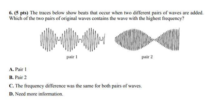 Solved 6. (5 pts) The traces below show beats that occur | Chegg.com
