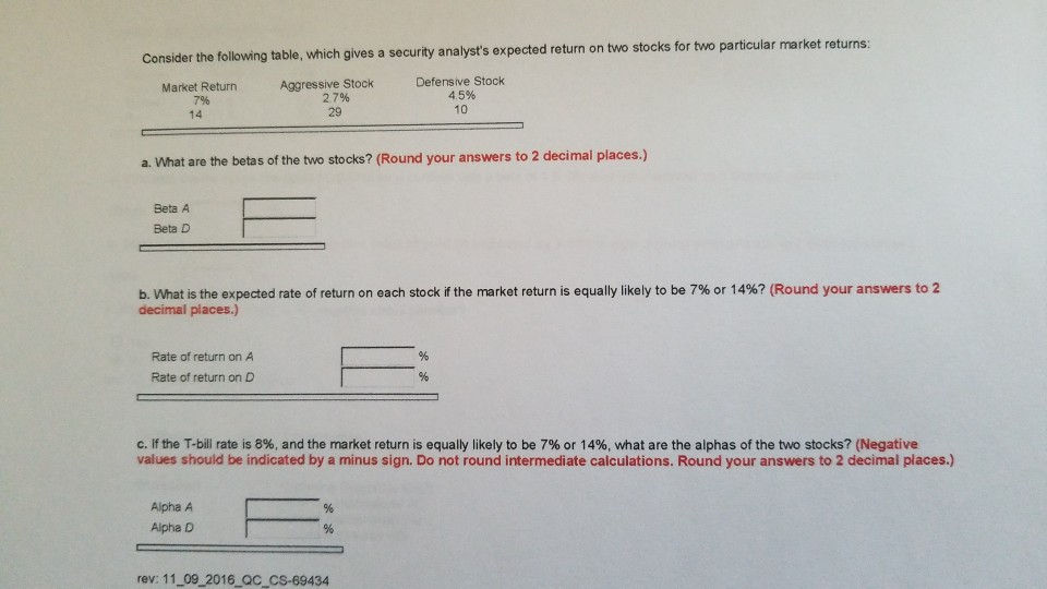 Solved Consider the following table, which gives a security | Chegg.com