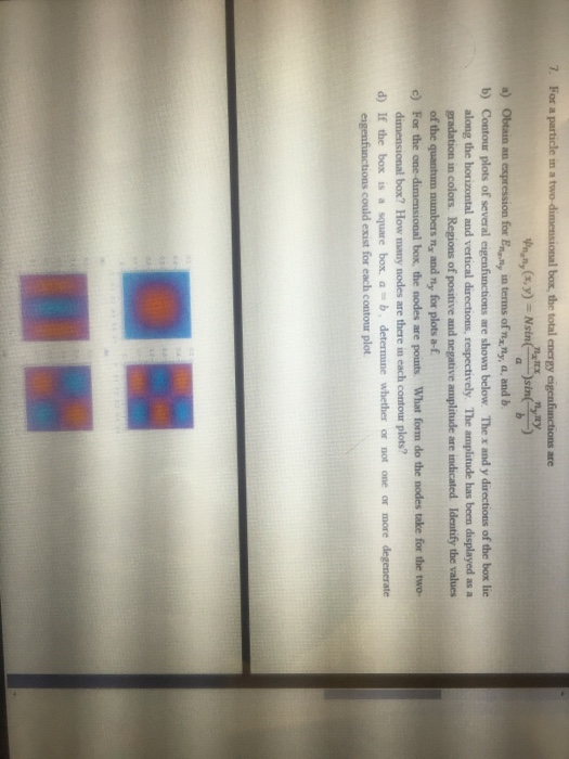 Solved For particle in a two-dimensional box the total | Chegg.com