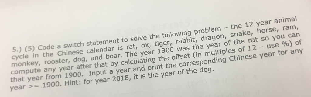 Solved e the following problem - the 12 year ani cycle in | Chegg.com