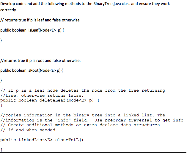 Solved Develop code and add the following methods to the | Chegg.com