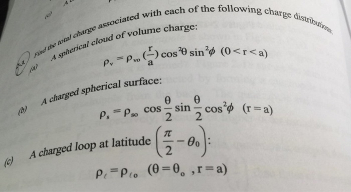 Solved Find the total charge associated with each of the | Chegg.com