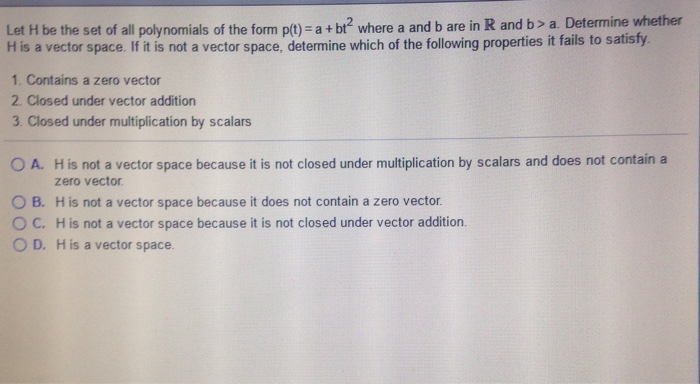 Solved Let H be the set of all polynomials of the form p(t) | Chegg.com