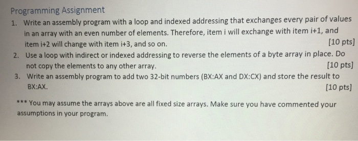 Solved Write an assembly program with a loop and indexed | Chegg.com